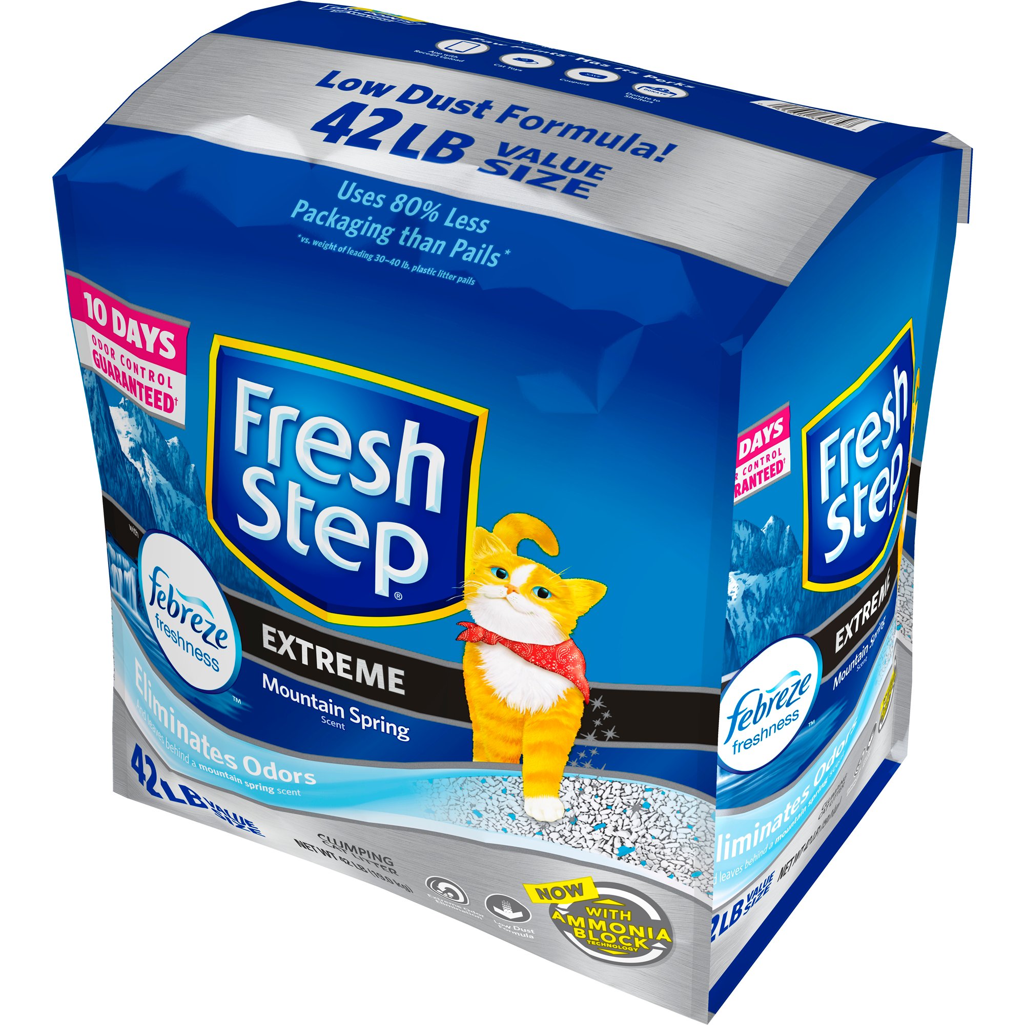 Fresh Step Extreme Scented Power of Febreze Mountain Spring Clumping ...
