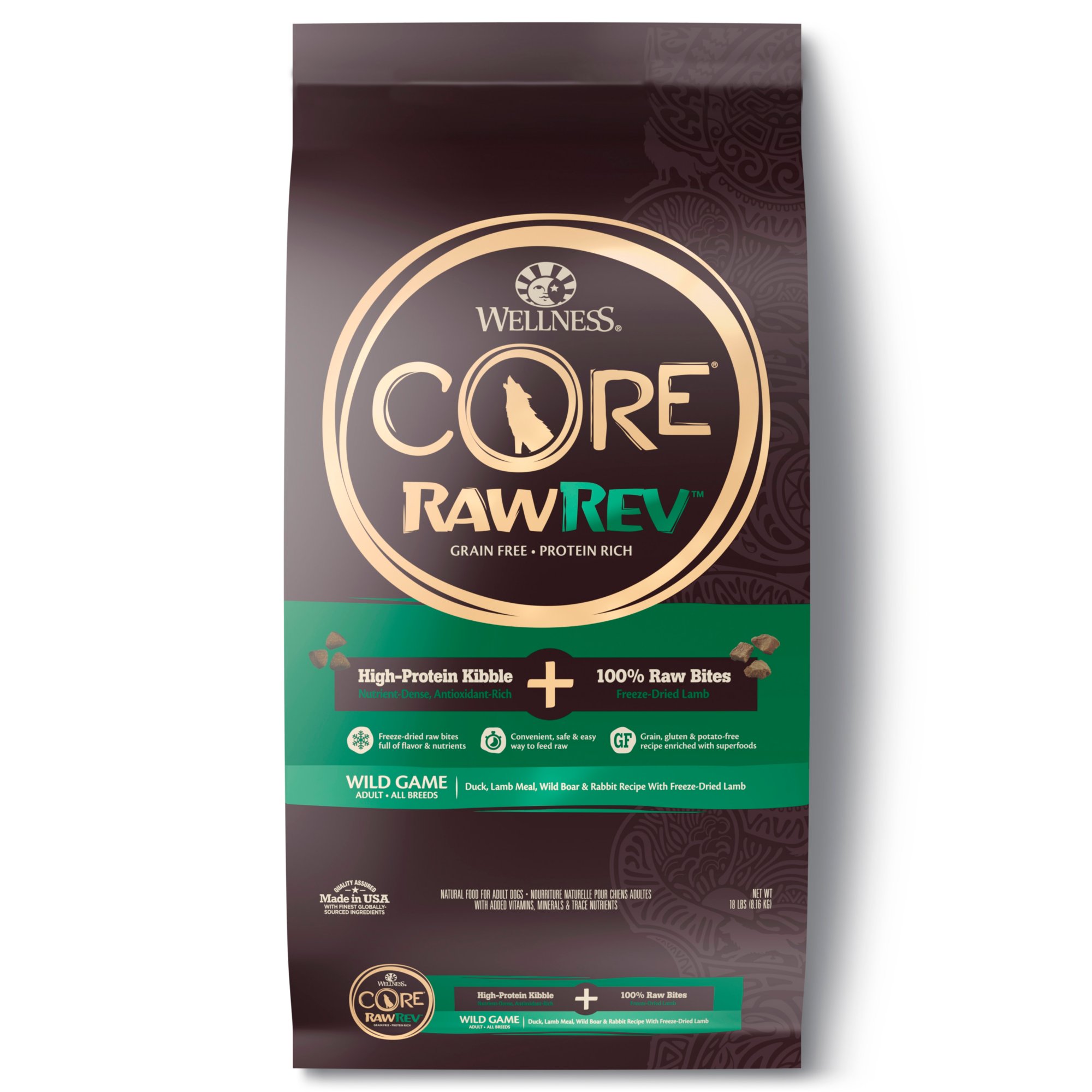 Wellness CORE RawRev Natural Grain Free Wild Game Duck, Lamb, Wild Boar ...