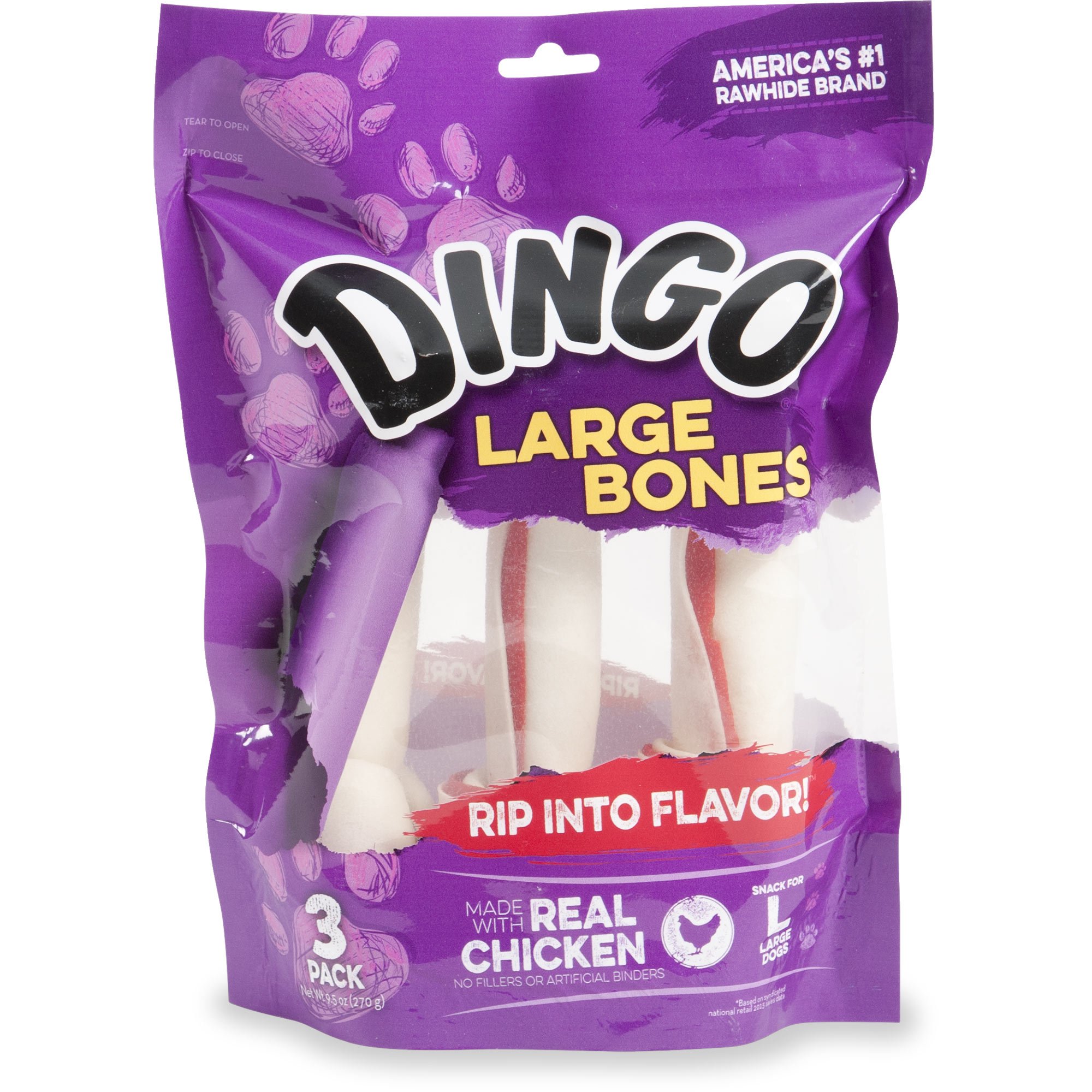 UPC 615650100149 - Dingo Large Rawhide Chew with Meat, 3-Count, 10.5 oz ...