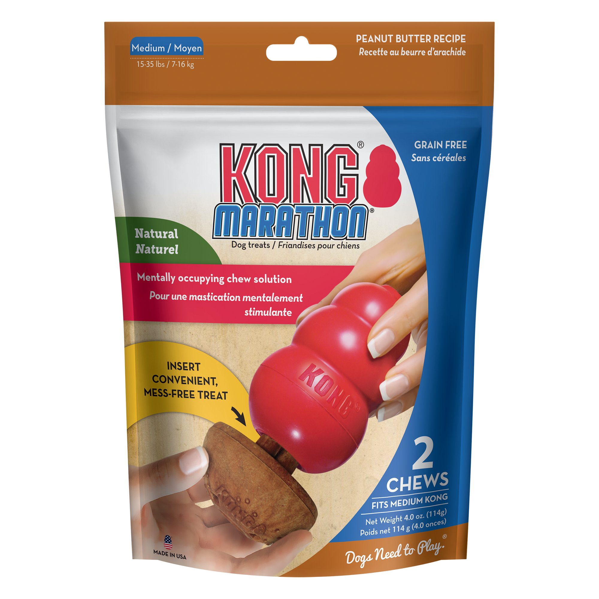 KONG Marathon Peanut Butter Chew Dog Toys, Medium, Pack of 2 | Petco