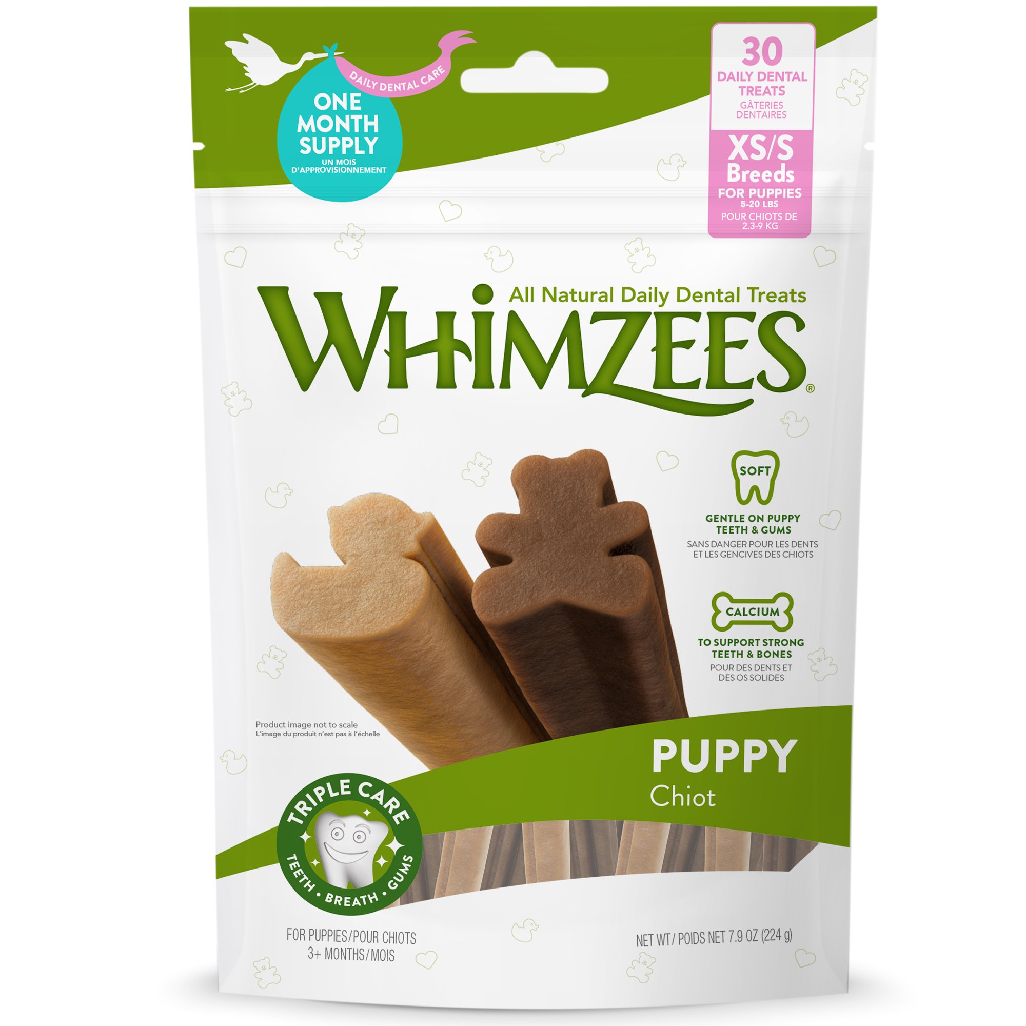 Whimzees Natural Grain Free Dental X-Small/Small Puppy Treats, 7.9 oz ...